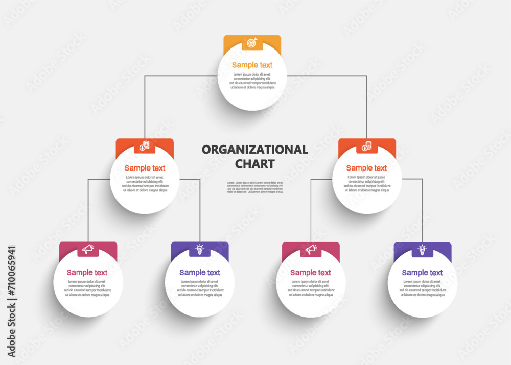 Corporate organizational chart with icons. Business hierarchy ...