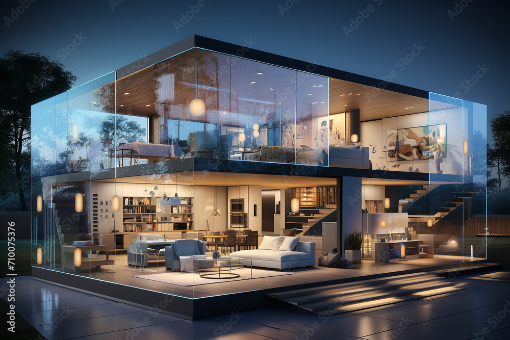 Green energy smart innovation house home, Luxury home with solar panel ...