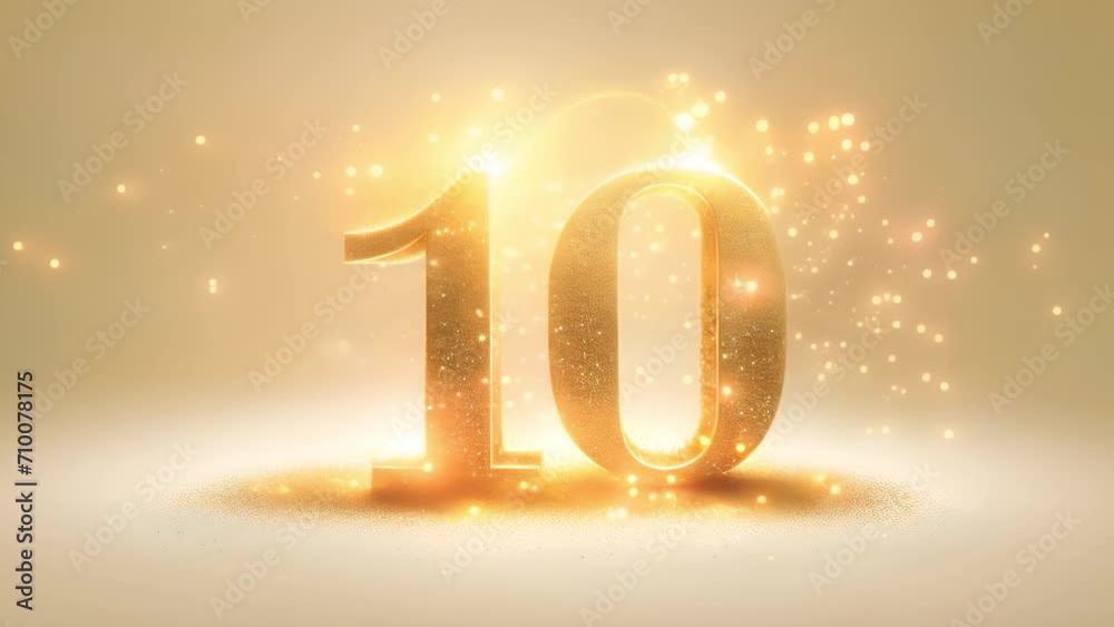 Video of Golden Number Ten with Sparkling Glitter – Perfect for Tenth ...