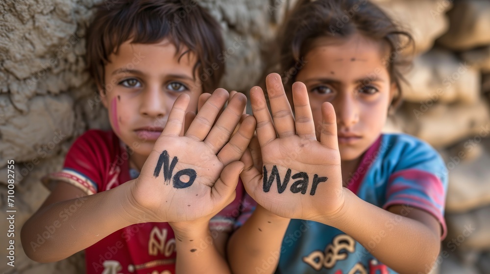 Hands of Hope. Two innocent children expressing the impactful message ...