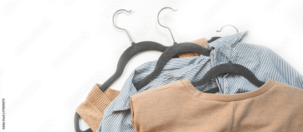 Second hand clothes, used wardrobe. Circular fashion, fast fashion, eco ...