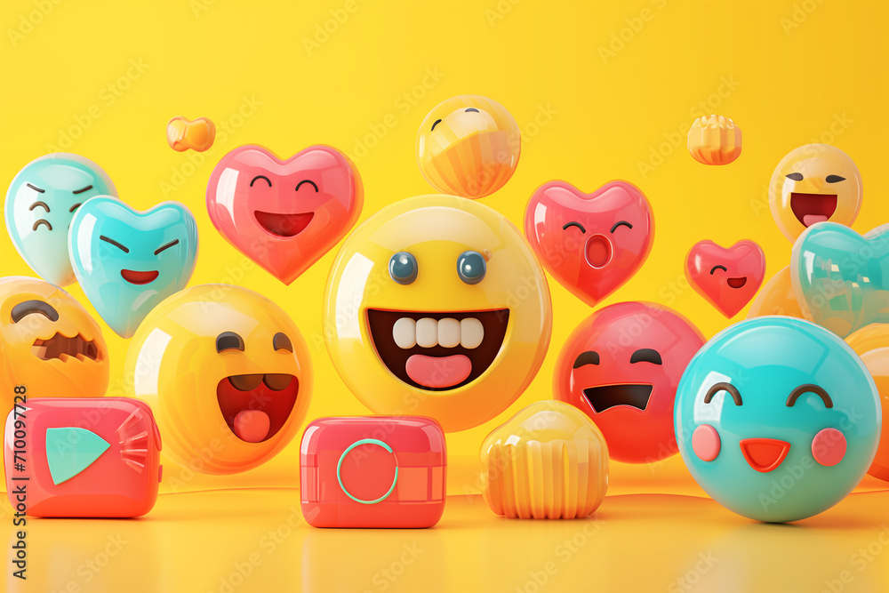 Set of emoji emoticons with sad and happy mood, evaluation, Increase ...