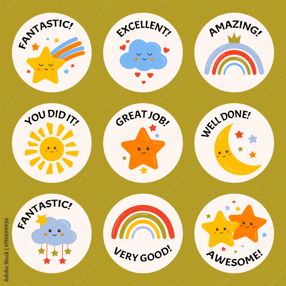 Collection of school reward stickers for kids, encouragement ...