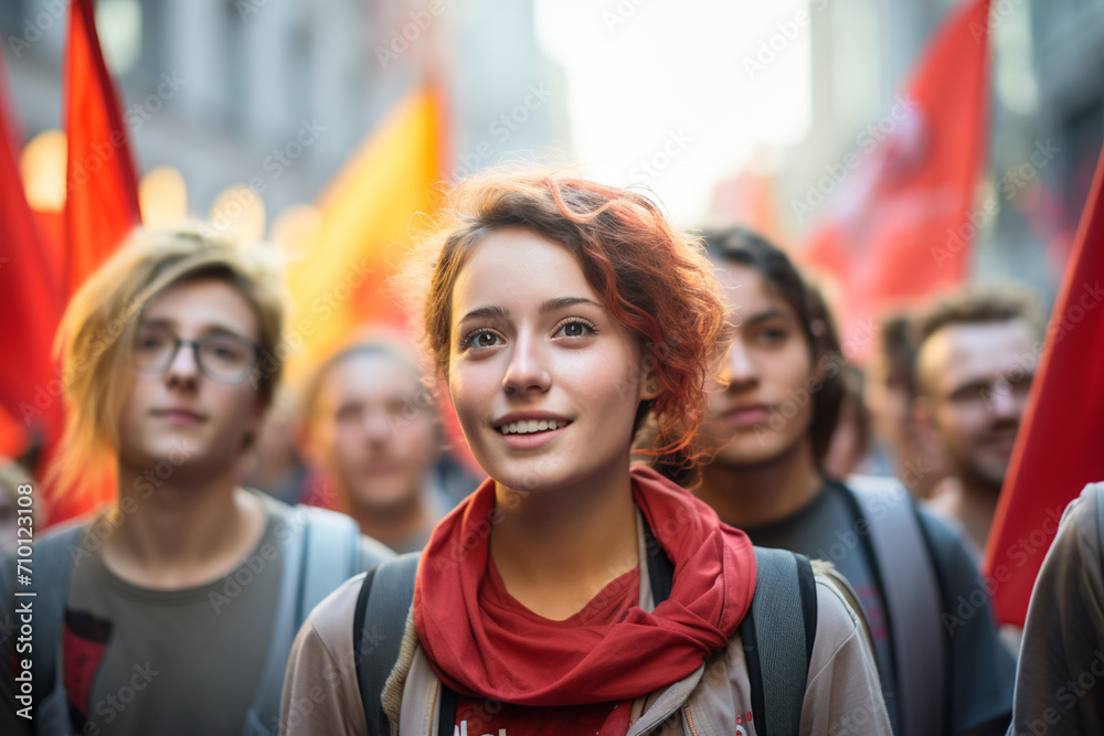 Youth activists organizing and participating in a human rights ...