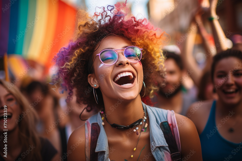 LGBT youth participating in a pride-themed art festival, celebrating ...