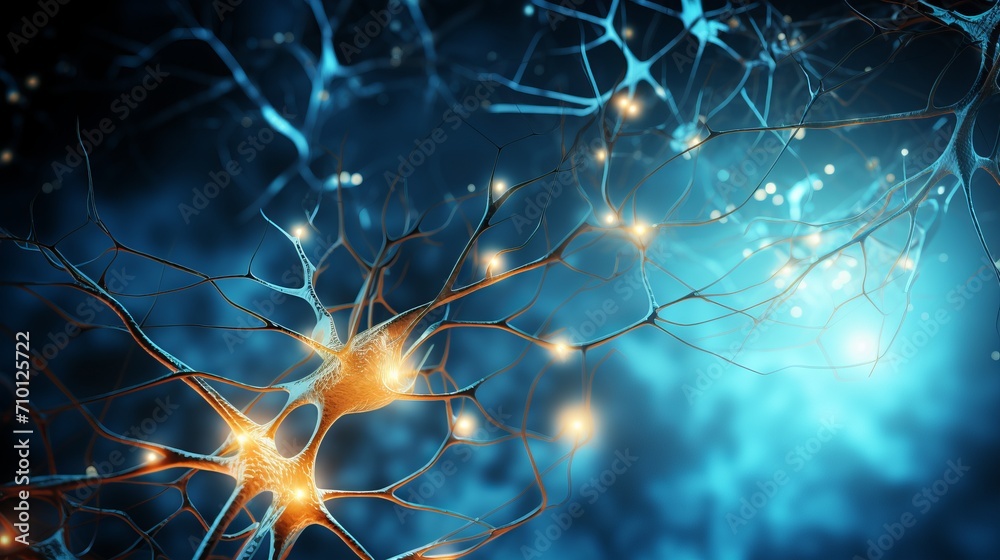 Nerve cells as medical background, representing human nervous system in ...