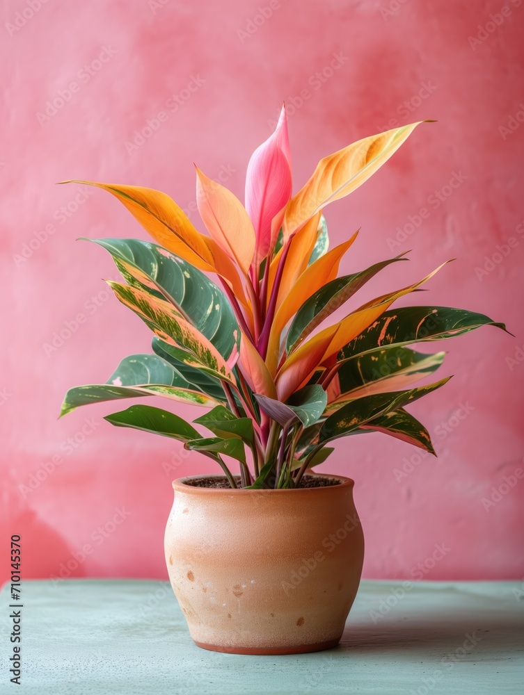 Triostar philodendron erubescens plant in pot. Studio photoshoot on ...
