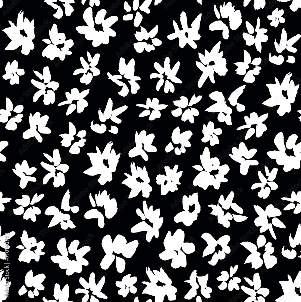 Hand Painted Tiny White Flowers. Decorative seamless pattern. Repeating ...