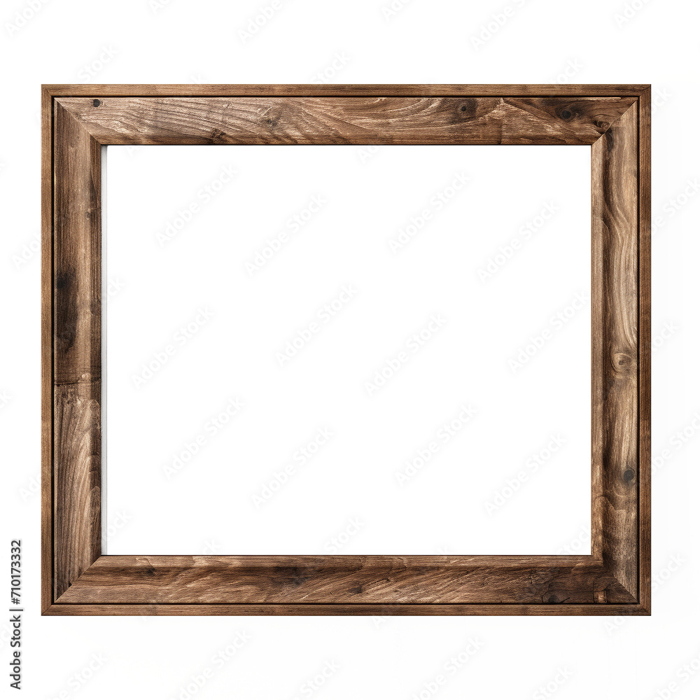 Empty natural wooden photo frame on transparent background. Realistic ...
