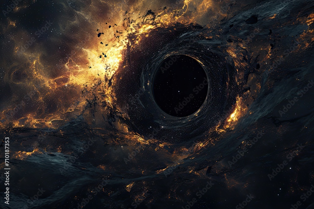 Captivating and mysterious, a dark void engulfs the vastness of outer ...