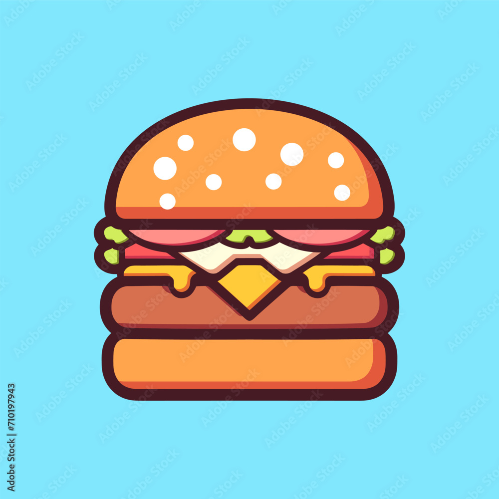 burger cartoon illustration. flat cartoon style Stock Vector | Adobe Stock