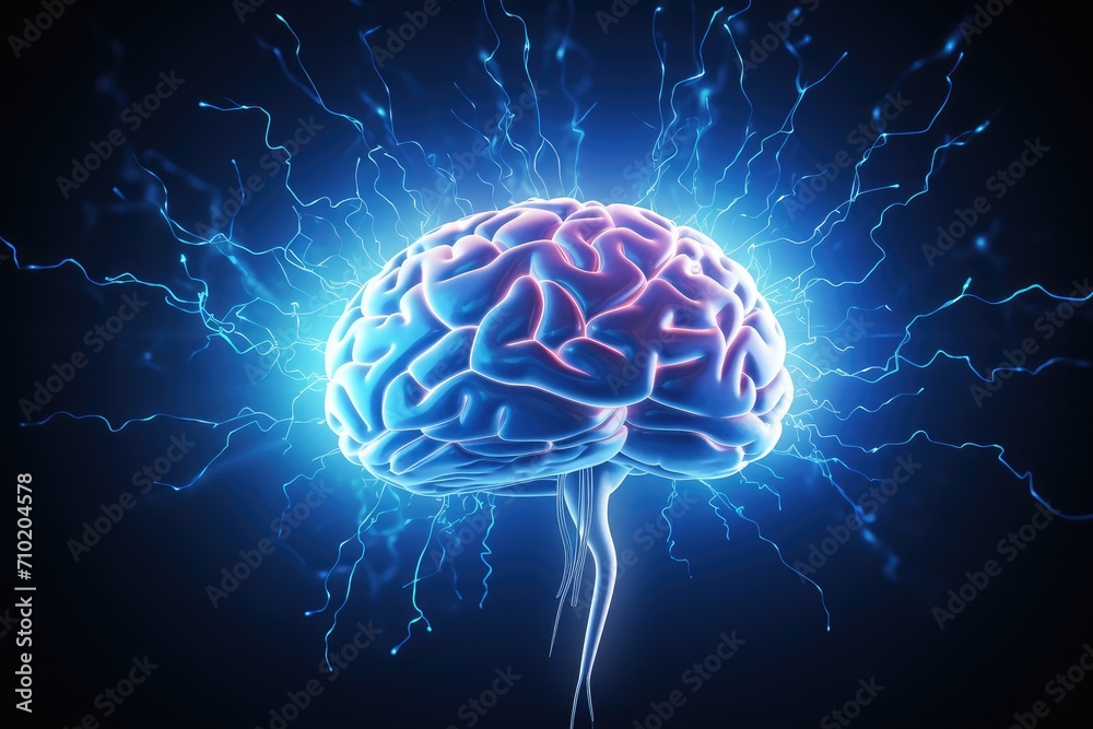 Colorful 3d scientific brain stimuli, neurovascular coupling central ...