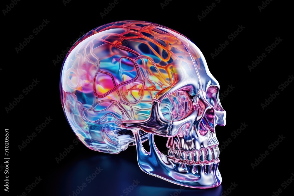 Skull and head anatomy, cranium, pate, and crossbones. Utilizing X-ray ...
