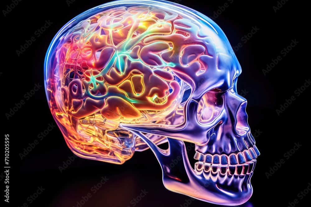 Skull and head anatomy, cranium, pate, and crossbones. Utilizing X-ray ...