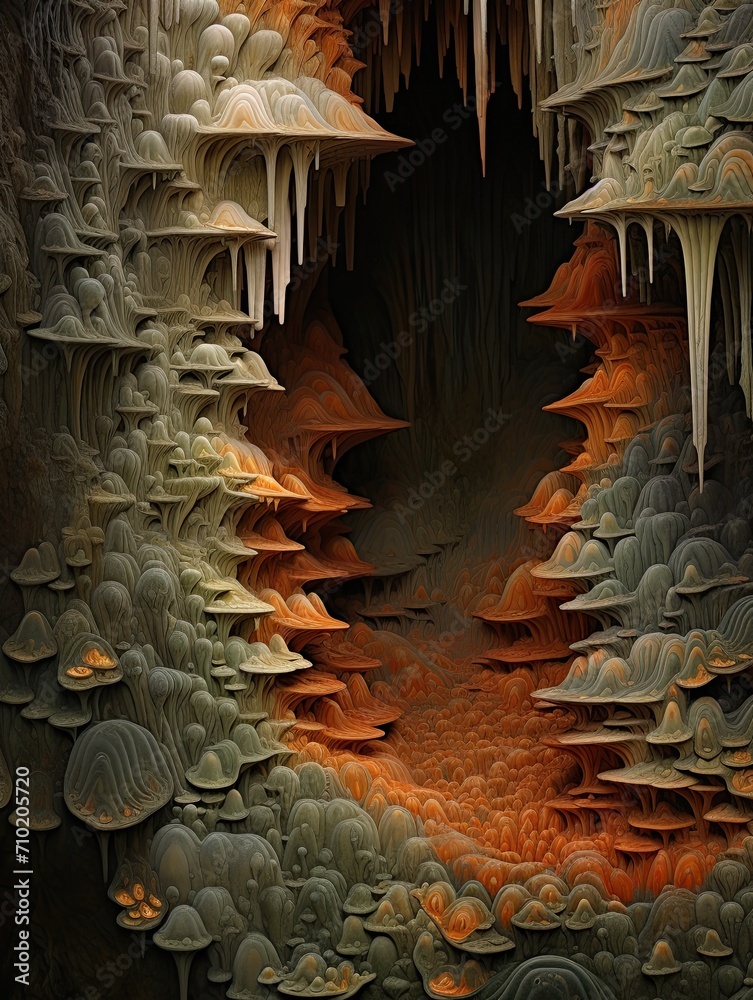 Stalactites and Stalagmites: Captivating Cave Wonders Wall Art Stock ...