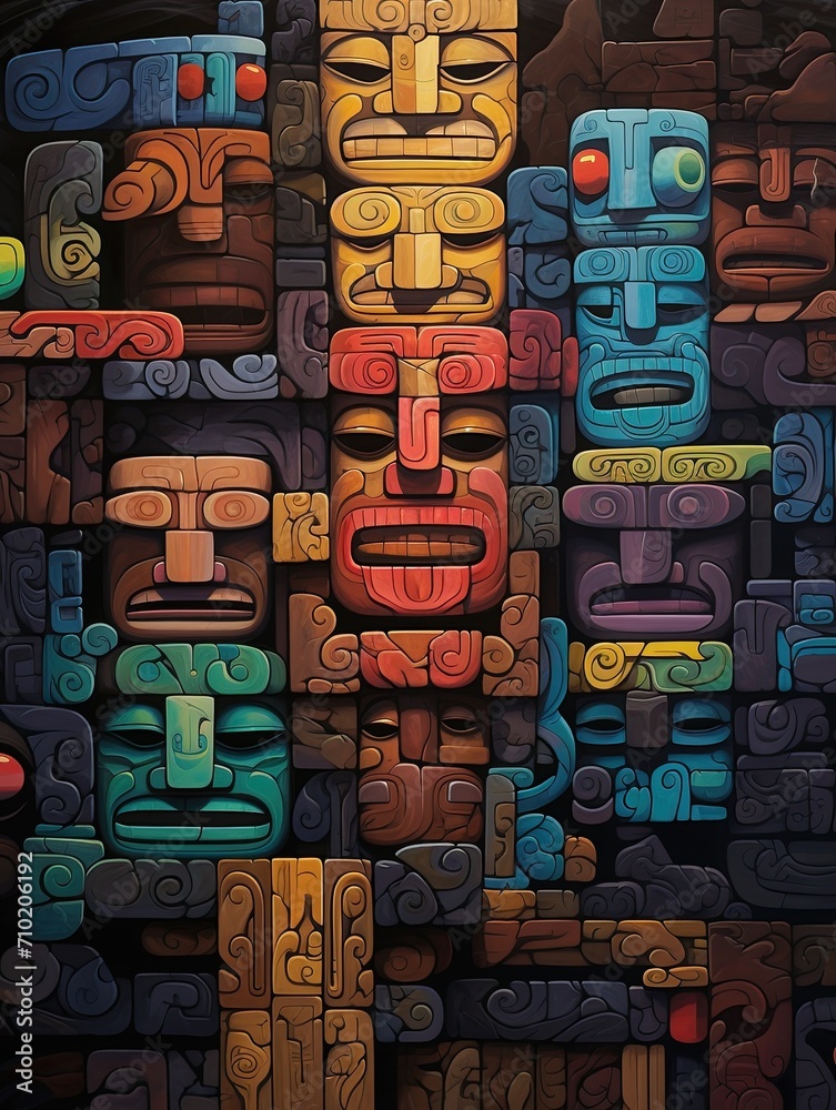 Totem Poles Wall Prints: Stacked Stories of Indigenous Artistry Stock ...