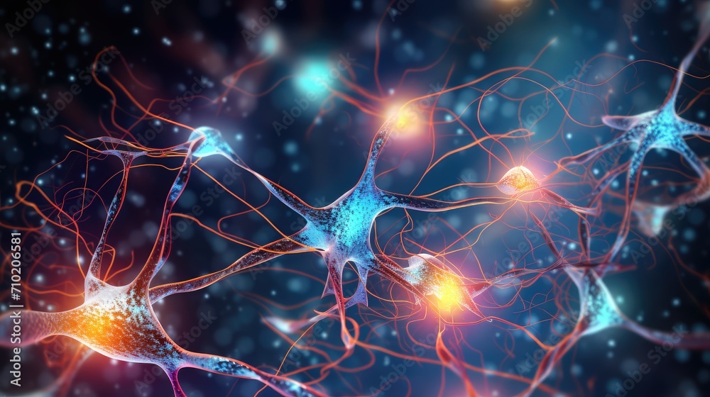 Complex neuronal network neurons synapses in brain. Explore neural encoding and decoding ...