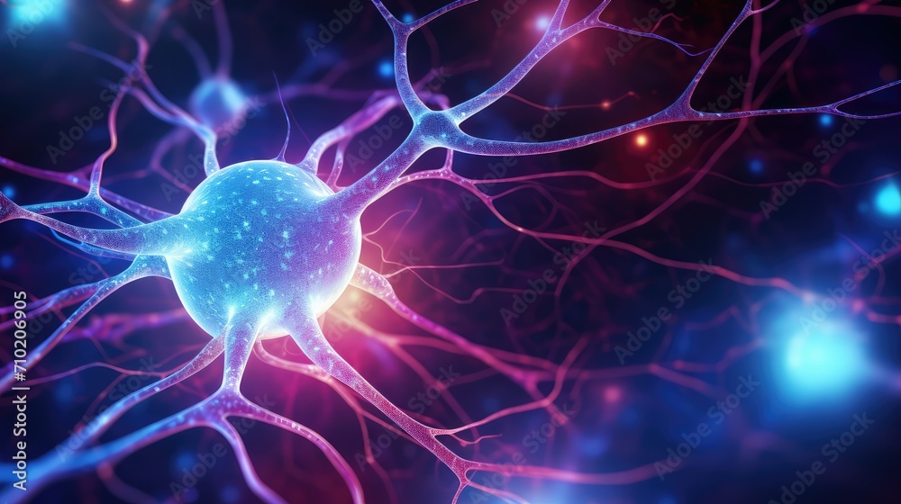 Neuronal network with neurons and synapses in brain. Neurological ...