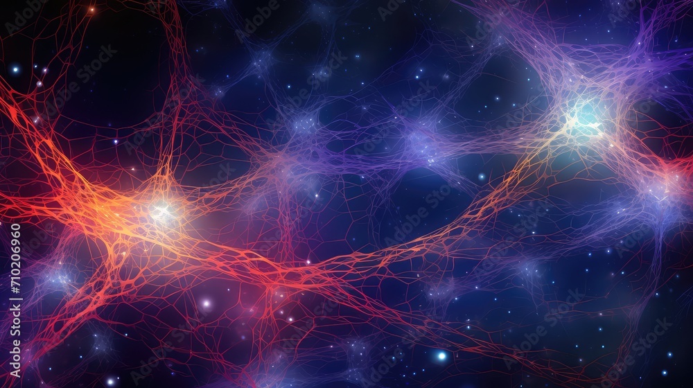 Neuronal network with neurons and synapses in brain. Neurological ...