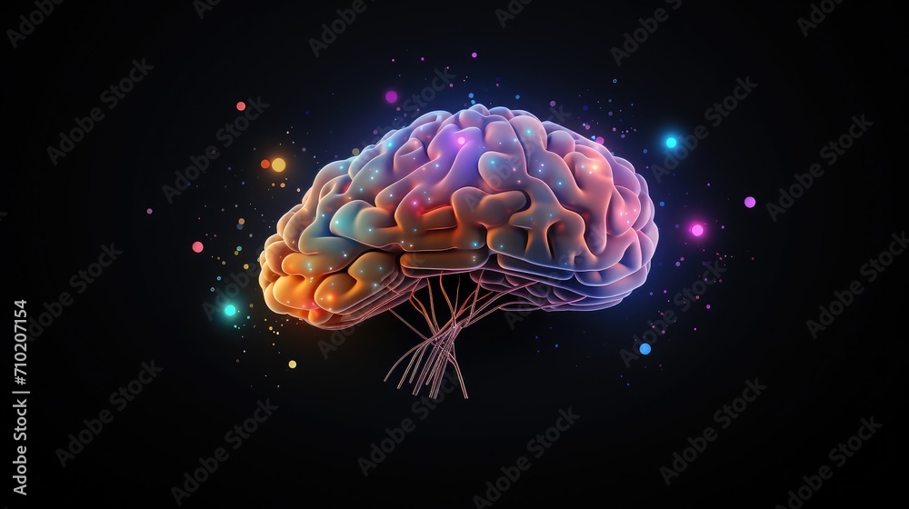 Fractal colorful light brain illustration, educational research ...