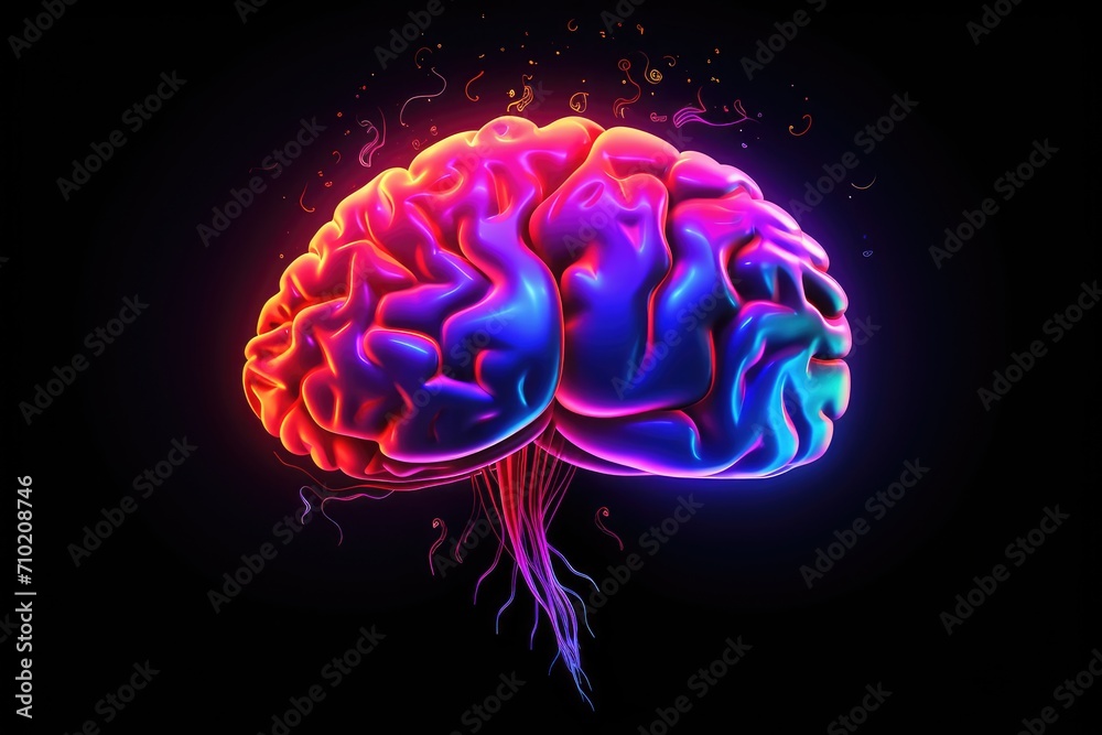 Brain Flashes luminous Brain Bulb. Light bulb brain energy, creativity ...