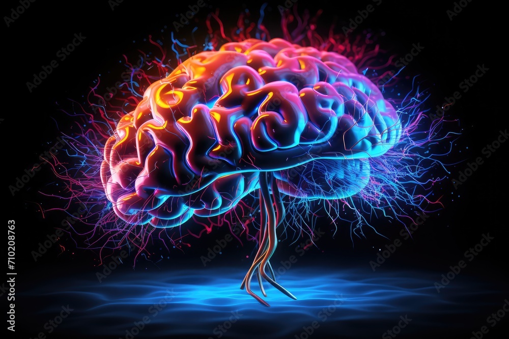 Colorful Glowing Vivid Axon Hillock Myelin Sheath Node Of Ranvier And Propagation Of Action