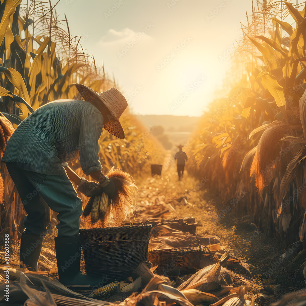 The workers picking corn in the hot sun, the site of old labor ...