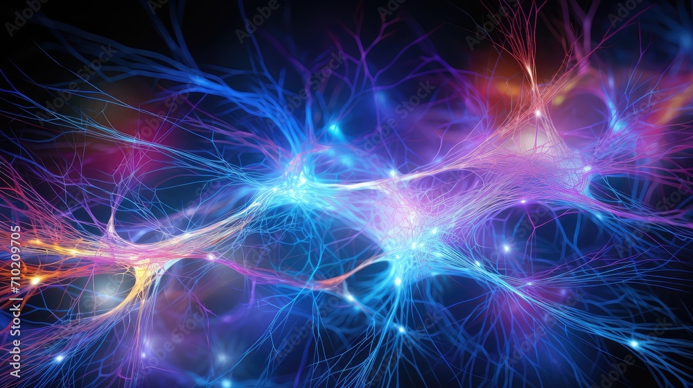 Neuronal Brain network featuring neurons, synapses, vital brain regions ...