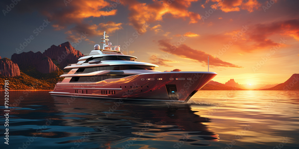 Top view on luxury yacht in paradise turquoise ocean water .luxury ...