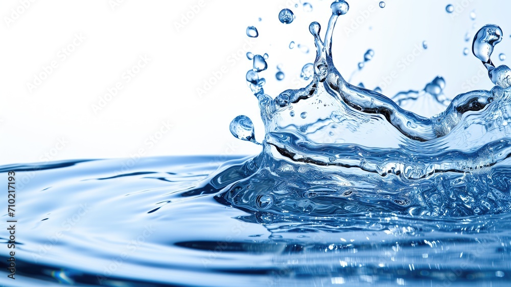 Water splash creating a crown-like shape on a blue surface Stock Photo ...