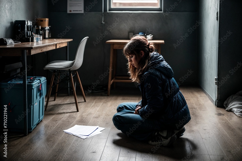a depressed person sitting and about to give up from life due to ...