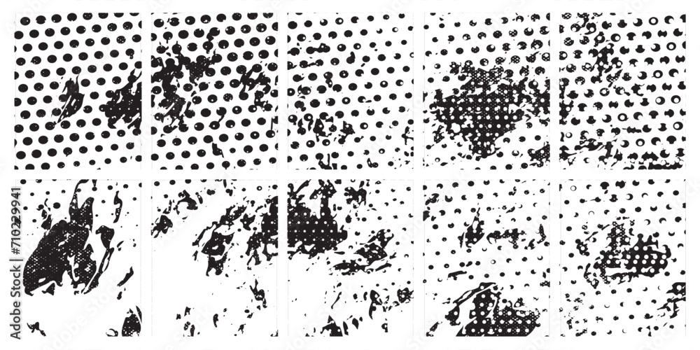 Overlay texture set. Different types of texture stamps (damaged, paint ...