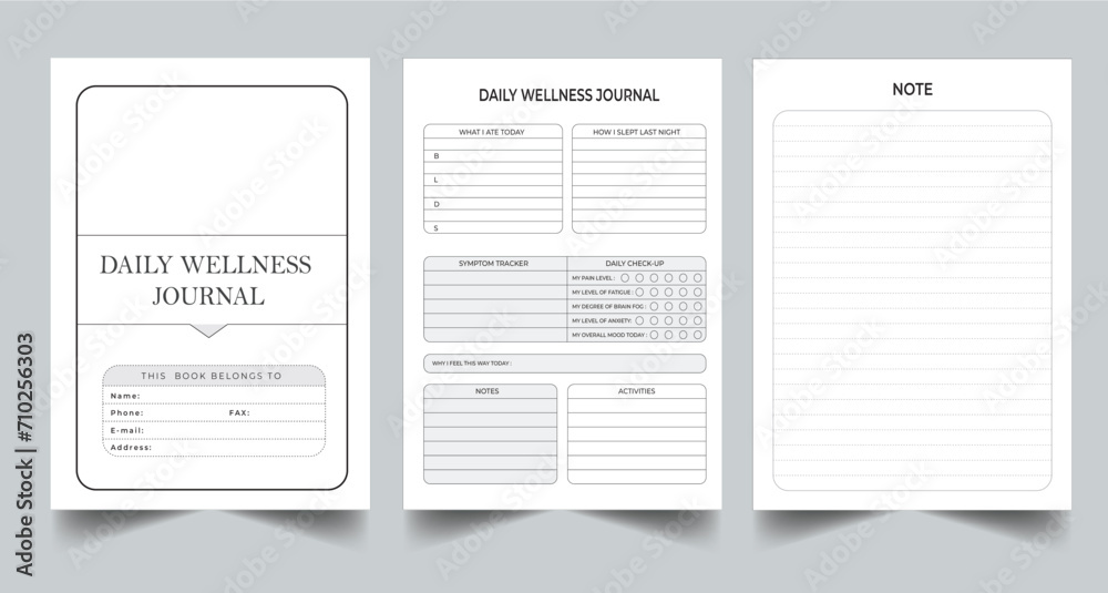 Editable Daily Wellness Planner Kdp Interior printable template Design ...