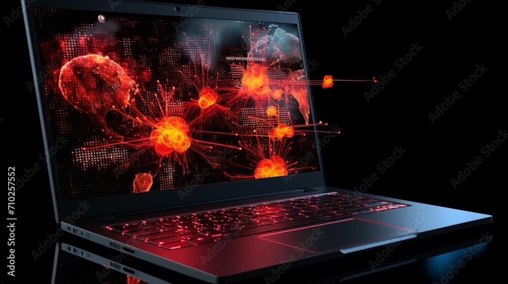 A heatmap on a corporate laptop, depicting the intensity of antivirus activity and areas with ...