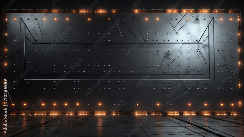 Industrial Steel Wall with rivets lit by steely cool texture Stock ...