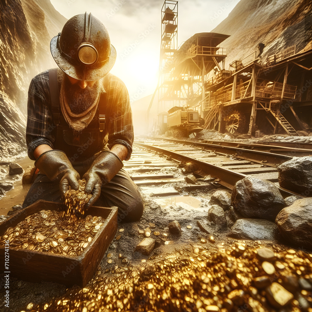 Workers digging gold in gold mines, people flocking to gold mines in ...