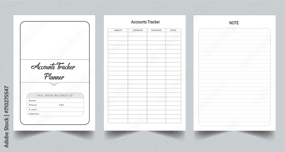 Editable Accounts Tracker Planner Kdp Interior printable template ...