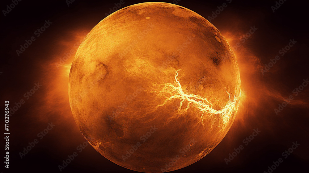 The surface of Venus glowing with heat and shrouded solar system Stock ...