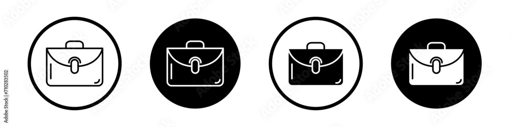 Briefcase icon set. Business work suitcase vector symbol in a black ...