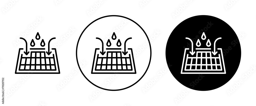 Sewer Drain Line Icon Set. Grate Drainage System Symbol in Black and ...