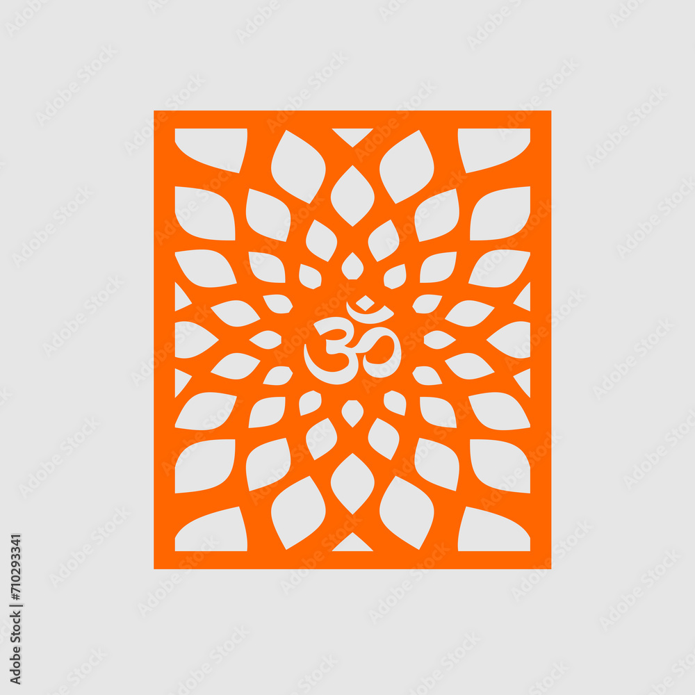 om cnc laser cut jaali with flower Stock Vector | Adobe Stock