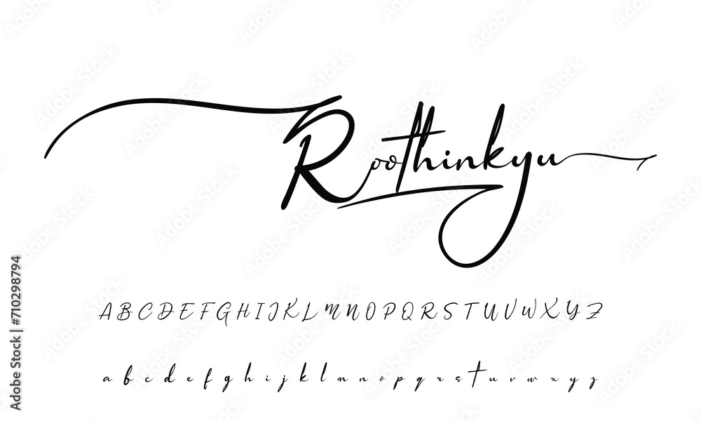 Hand drawn calligraphic vector monoline font. Distress signature ...