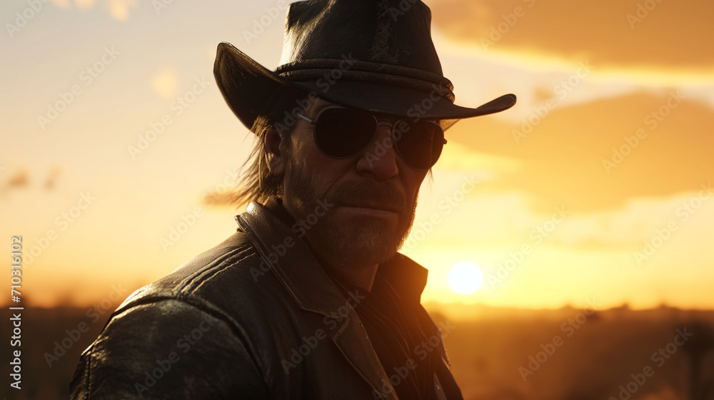 Brutal man, outlaw character in a Western setting, rugged appearance ...
