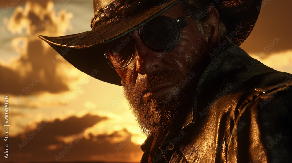 Brutal man, outlaw character in a Western setting, rugged appearance ...