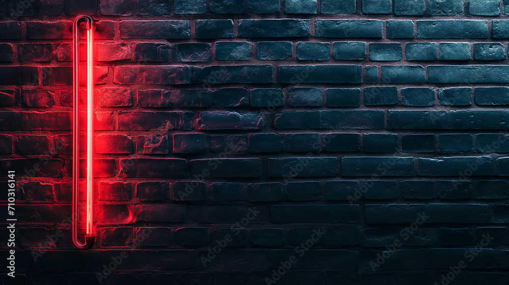 Black brick wall with a vintage neon sign, Night setting with the neon ...