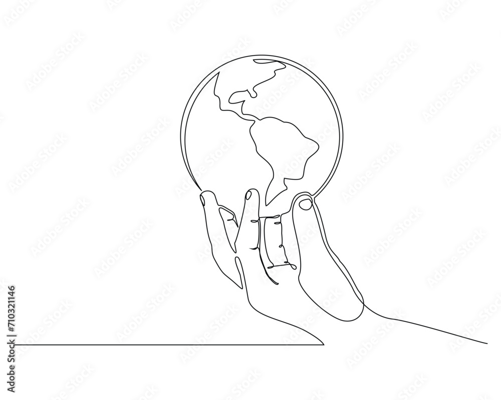 Vecteur Stock Continuous Single Line Sketch Drawing Of Palm Hand