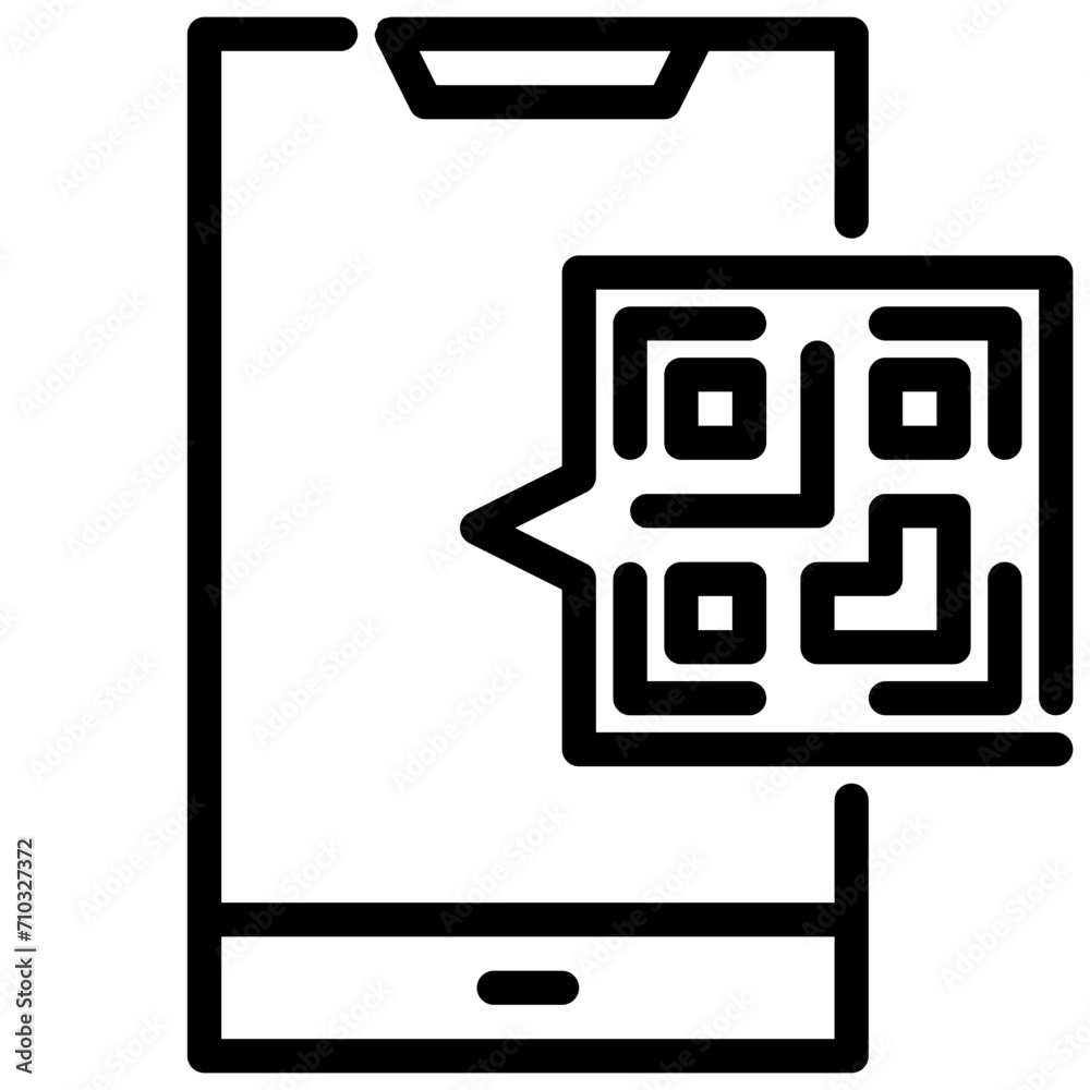 QR codes mobile. vector single icon with a dashed line style. suitable ...