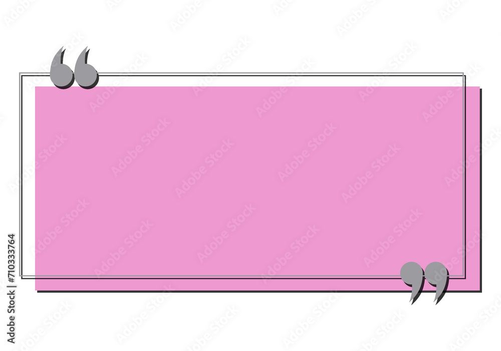 Pink Blank Card with Border Line and Quotation Marks. Can be used as a ...