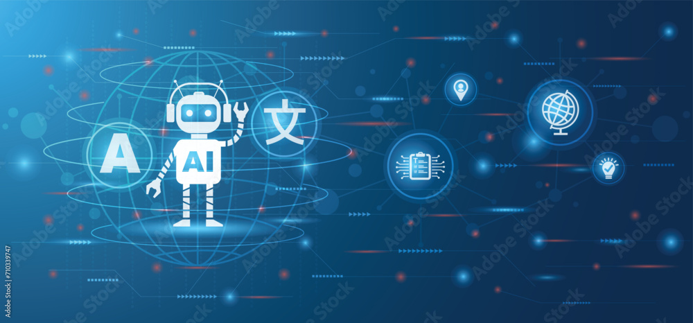 AI, artificial intelligence Instant Translation Concept. Ai Help to ...