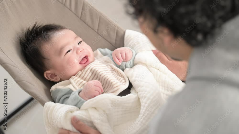 Video of a smiling and laughing Asian baby with a cute smile that his ...